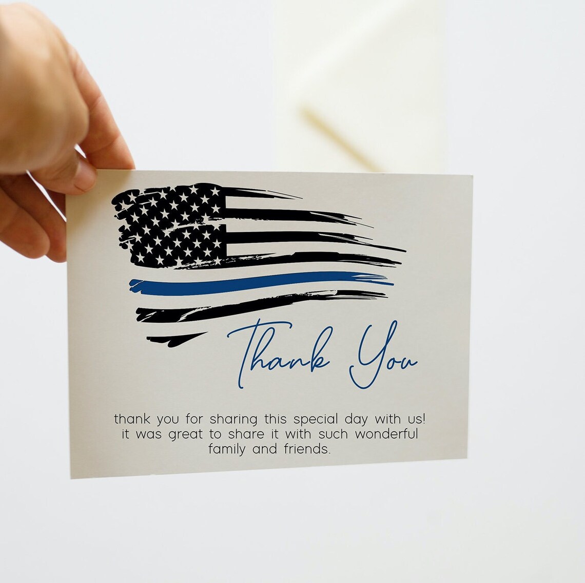 Police Thank You Card Template Thin Blue Line Thank You Card - Etsy