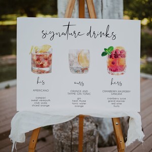 Signature Drinks Sign Template, Printable Signature Cocktails Sign ...