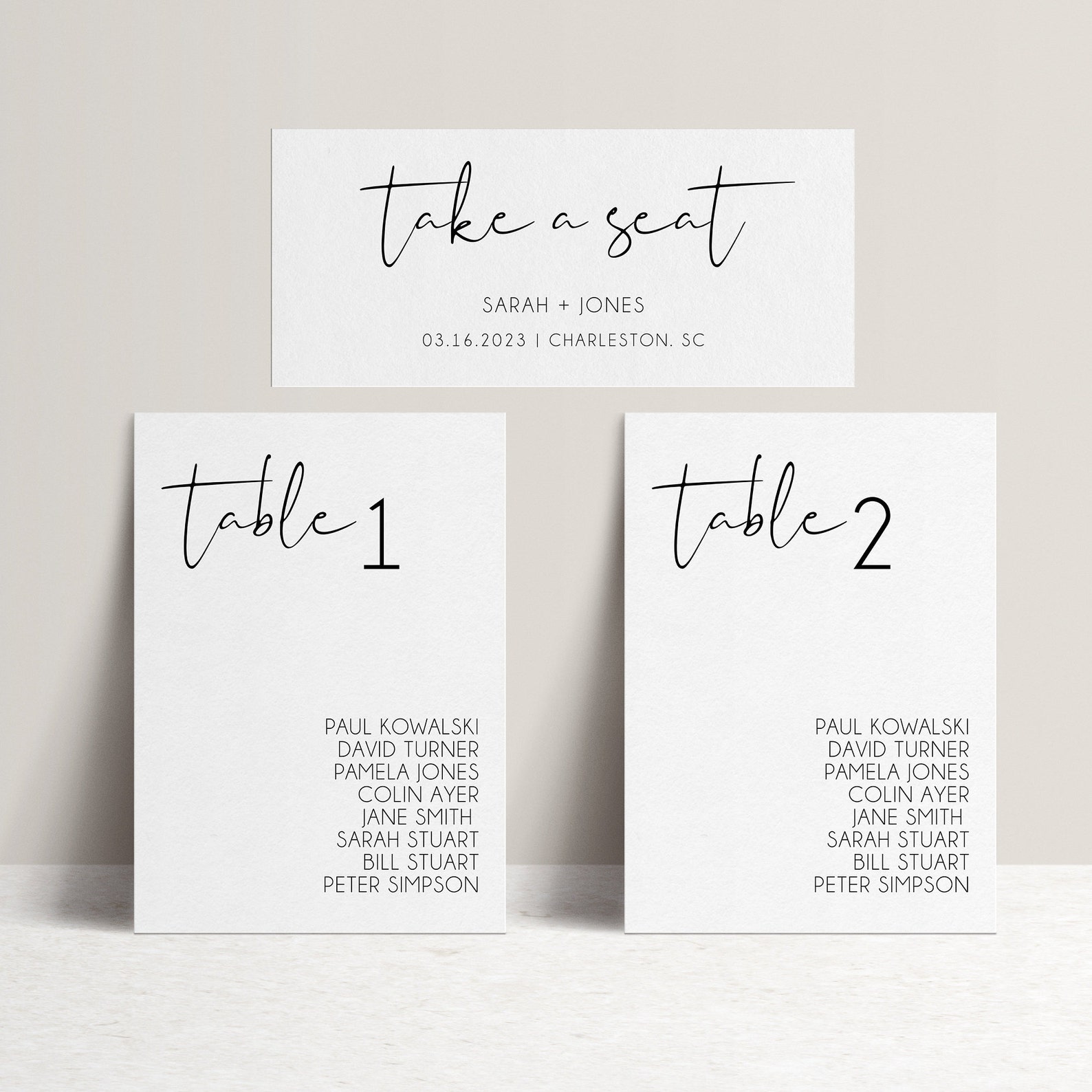 Modern Wedding Seating Chart Card Template Minimalist Wedding - Etsy UK