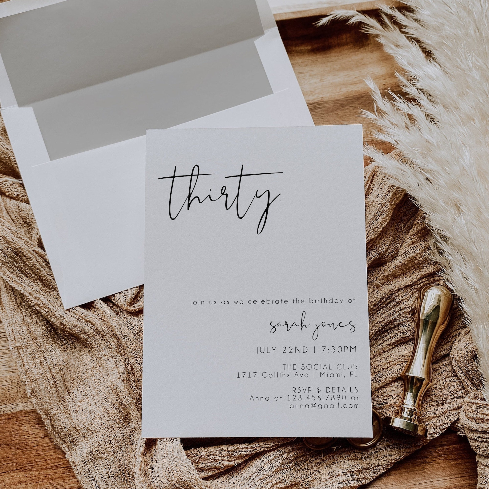 Minimalist Birthday Party Invitation Template 30th Birthday - Etsy