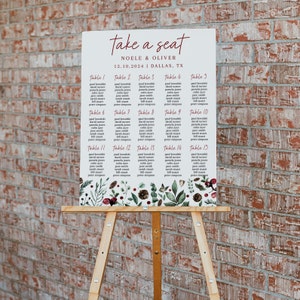 Christmas Seating Chart Template, Winter Wedding Seating Sign, Holiday ...