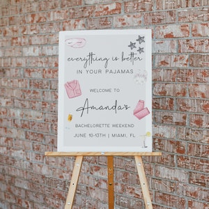 Bachelorette Welcome Sign Template, Pajama Party Welcome Sign, Girls ...
