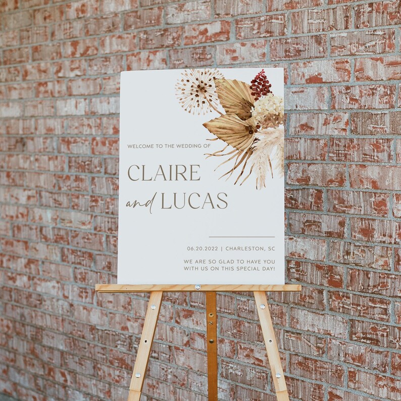 Boho Wedding Welcome Sign Template Minimalist Wedding Welcome | Etsy