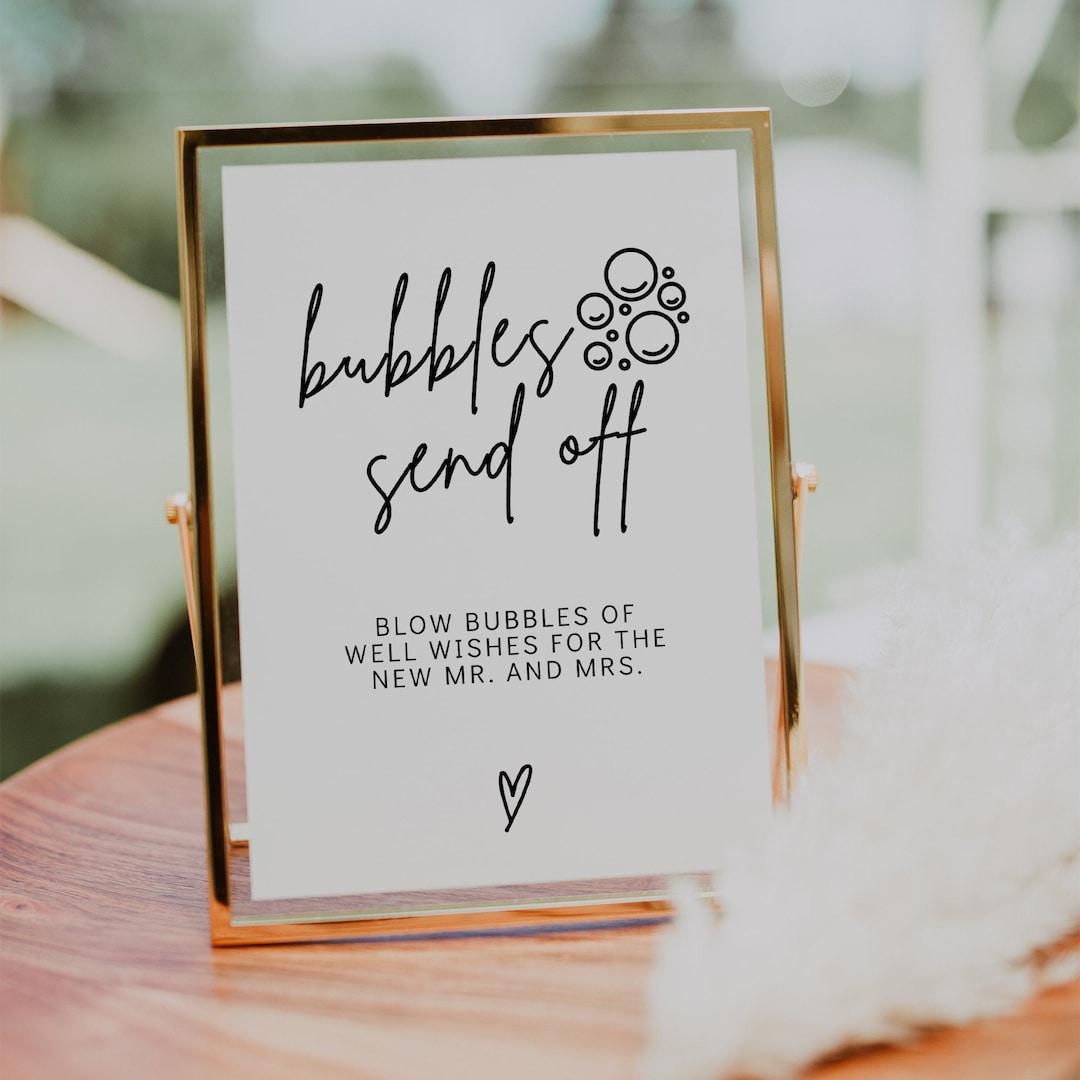 Wedding Bubble Send off Sign Template, Newlywed Send off Sign, Blow ...