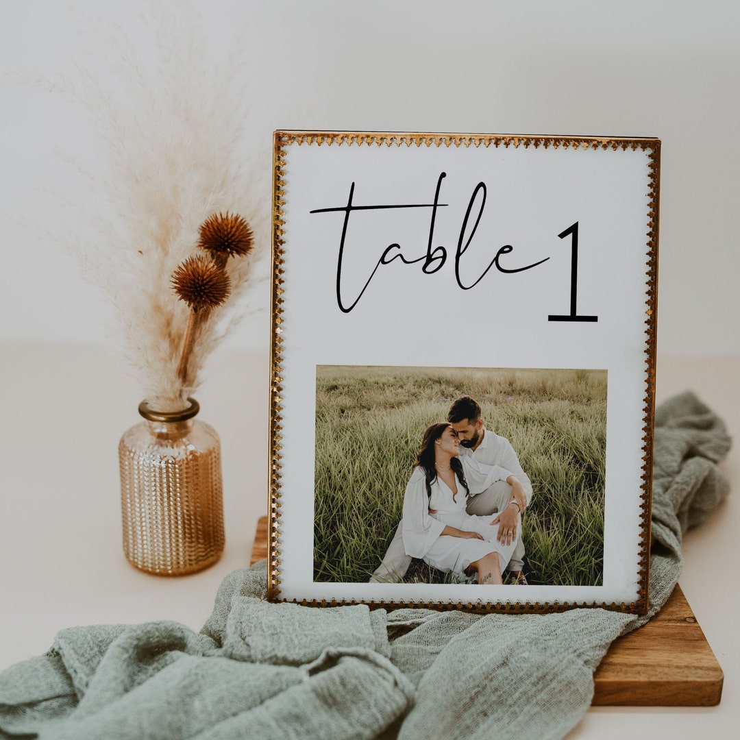 Photo Table Numbers Template, Minimalist Table Numbers Printable ...