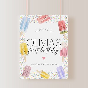 Popsicle First Birthday Welcome Sign, Pop on Over Birthday Welcome Sign ...