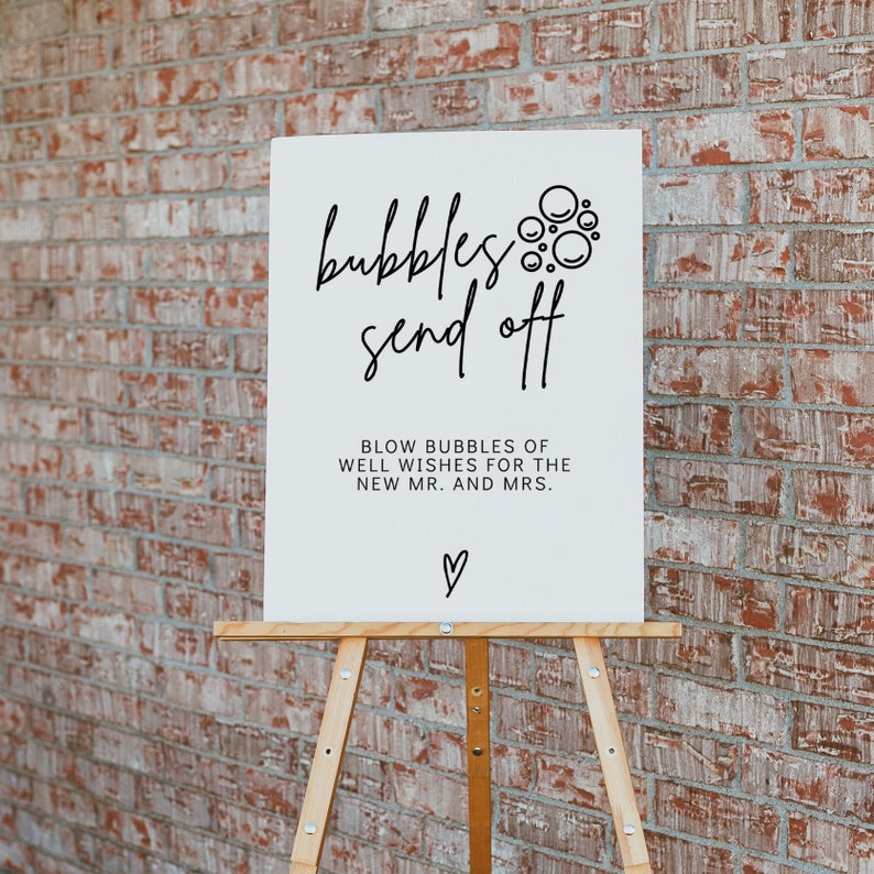 Wedding Bubble Send off Sign Template Newlywed Send off Sign | Etsy