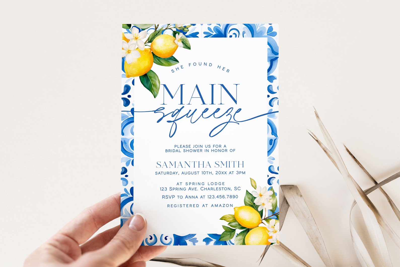 Main Squeeze Bridal Shower Invitation Template, Mediterranean Lemon ...