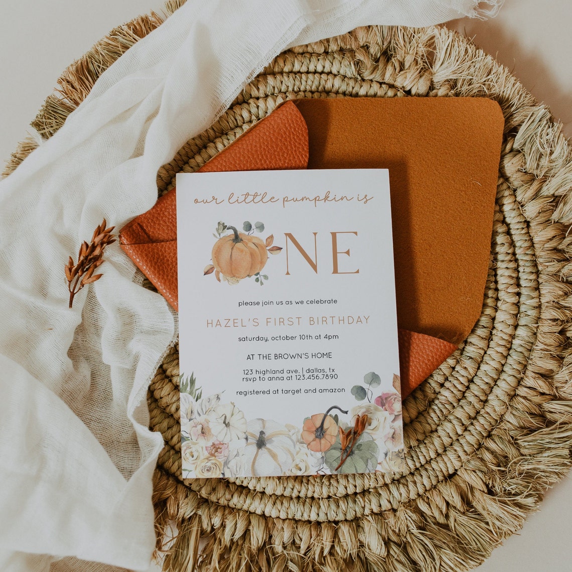 Little Pumpkin First Birthday Invitation Template, Fall 1st Birthday ...