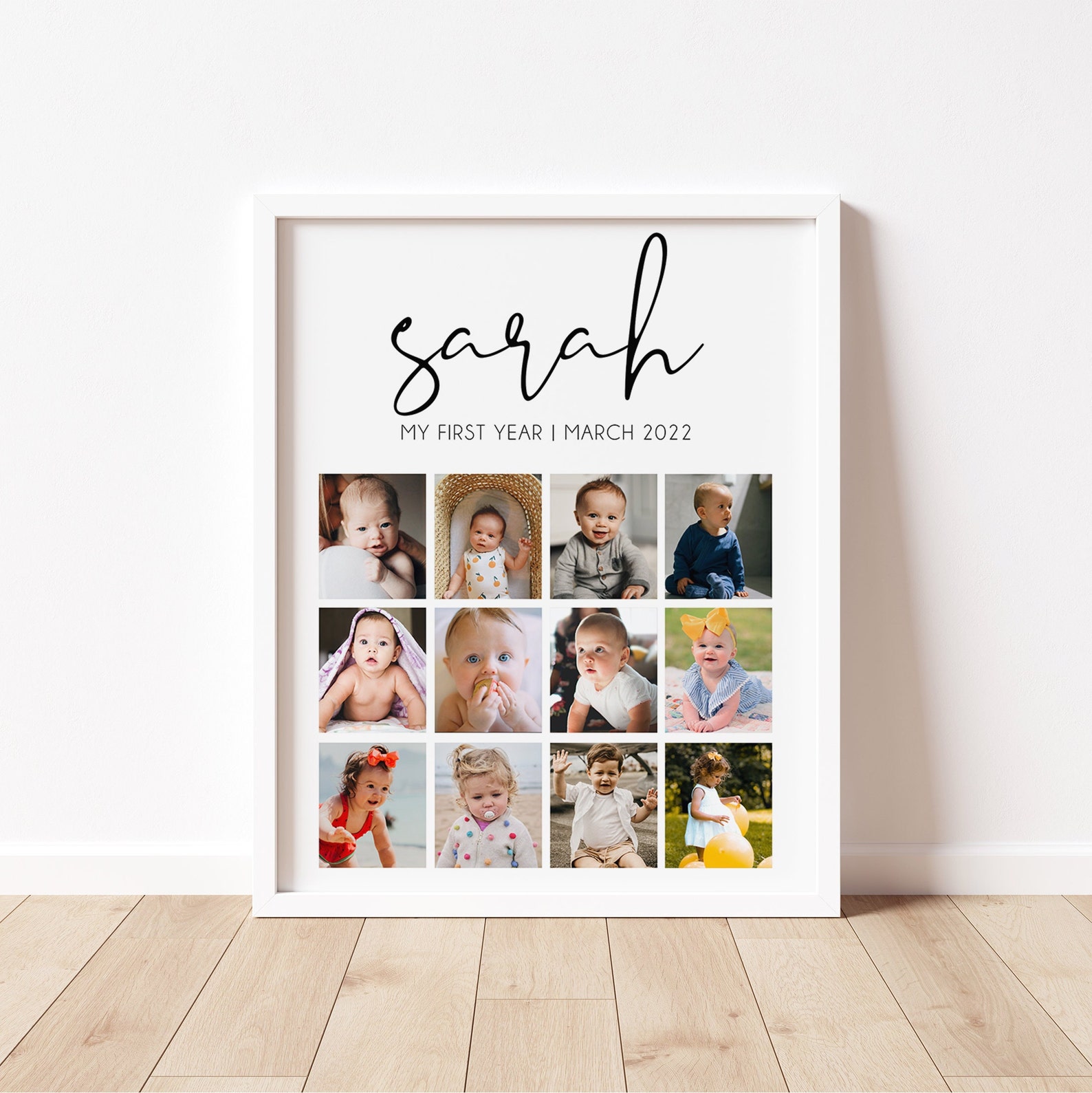 Baby's First Year Sign Template 1st Birthday Photos Sign - Etsy