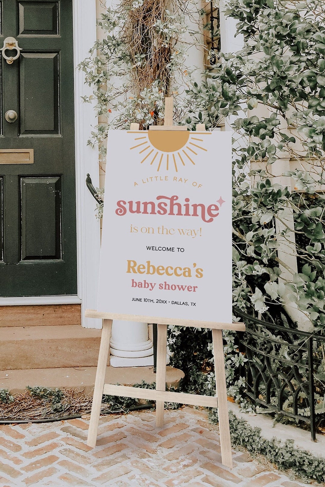 A Little Ray of Sunshine Baby Shower Welcome Sign, Girl Sun Baby Shower ...