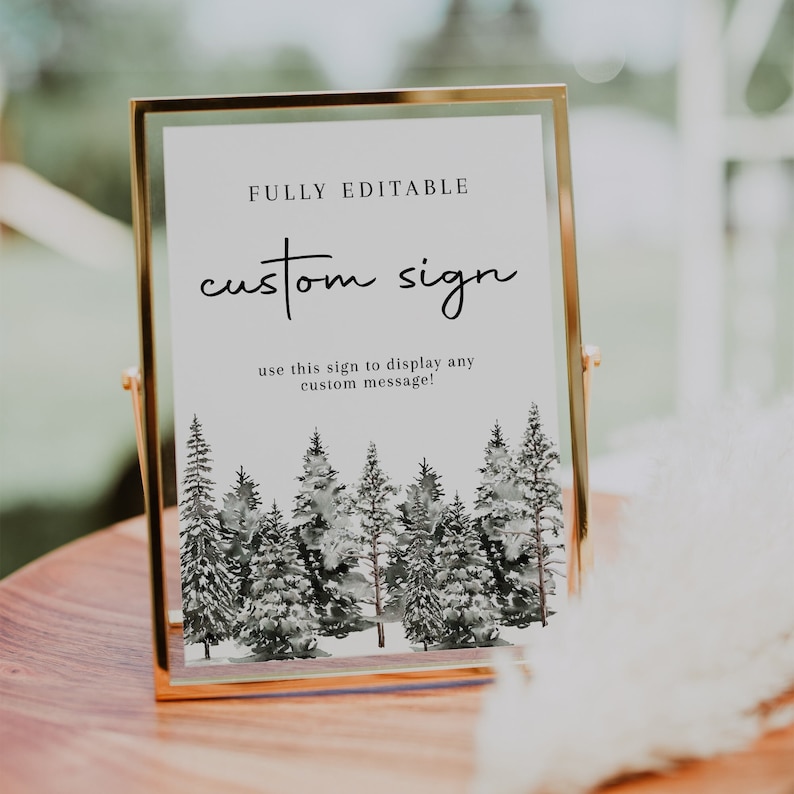 Pine Tree Custom Sign Template Winter Shower Signage Baby - Etsy