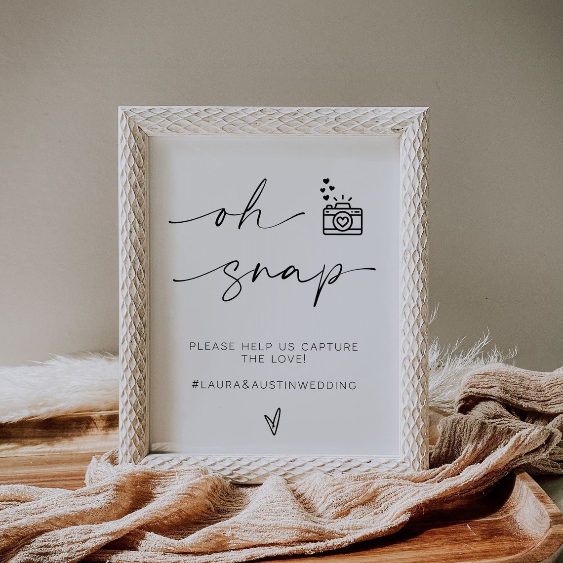 Oh Snap Wedding Hashtag Sign, Minimalist Wedding Instagram Sign ...