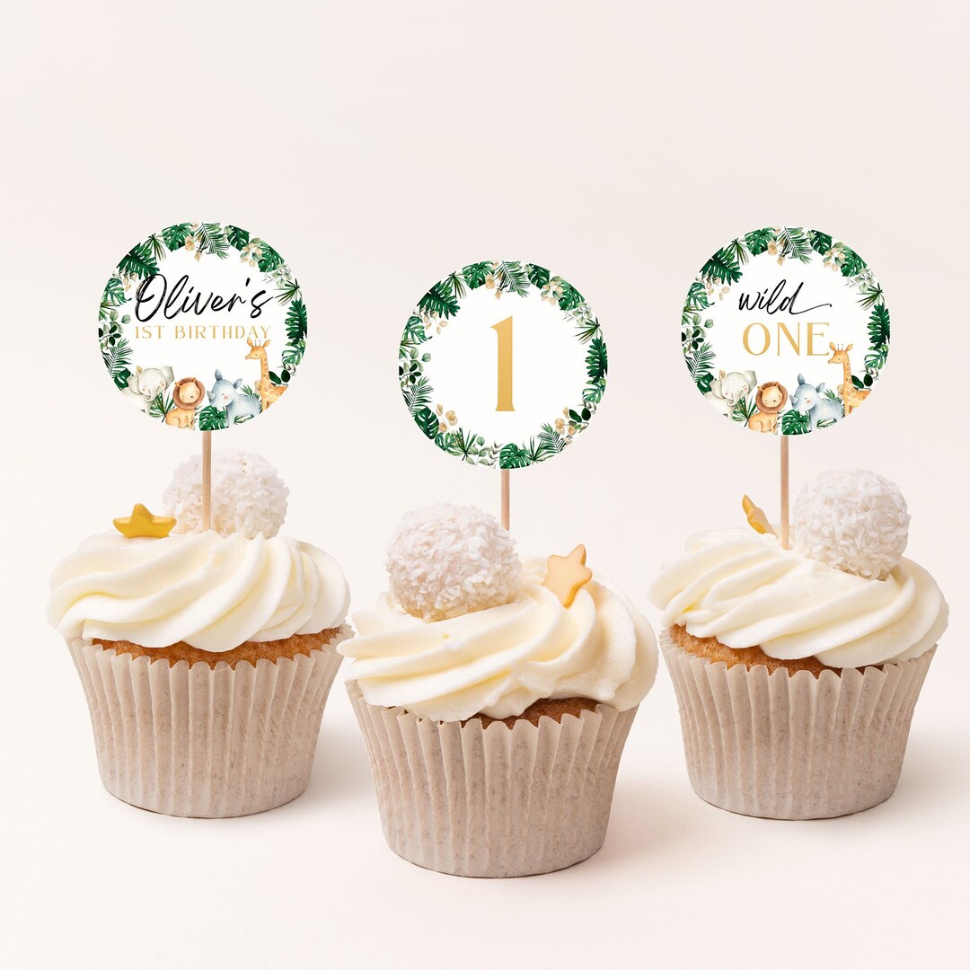 Safari Birthday Cupcake Toppers Template, Wild One Cupcake Toppers ...