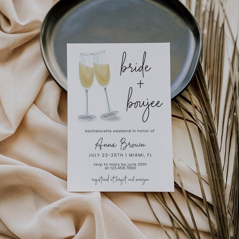 Bride and Boujee Bachelorette Invitation Template, Champagne Toast ...