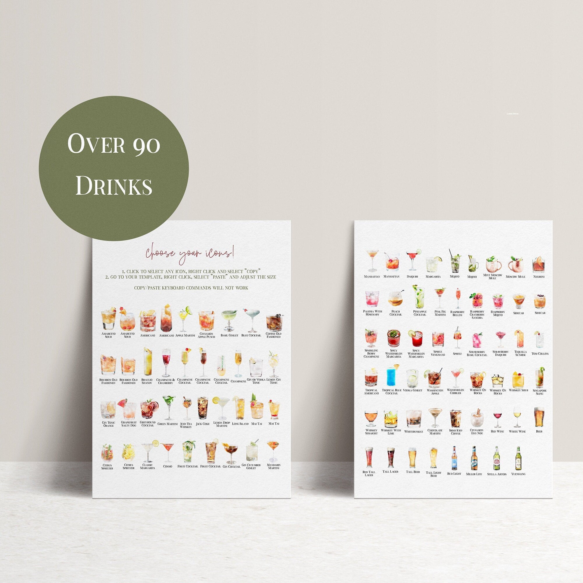 Signature Drinks Sign Template Printable Signature Cocktails | Etsy