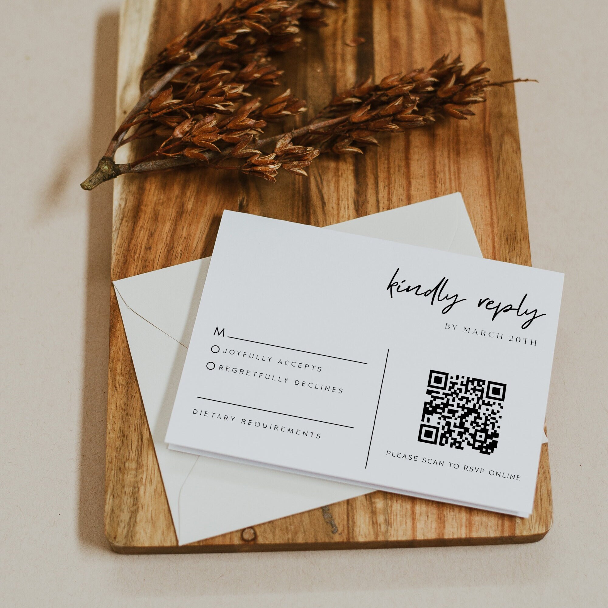 QR Code Response Card RSVP Online Qr Code Rsvp Minimalist - Etsy