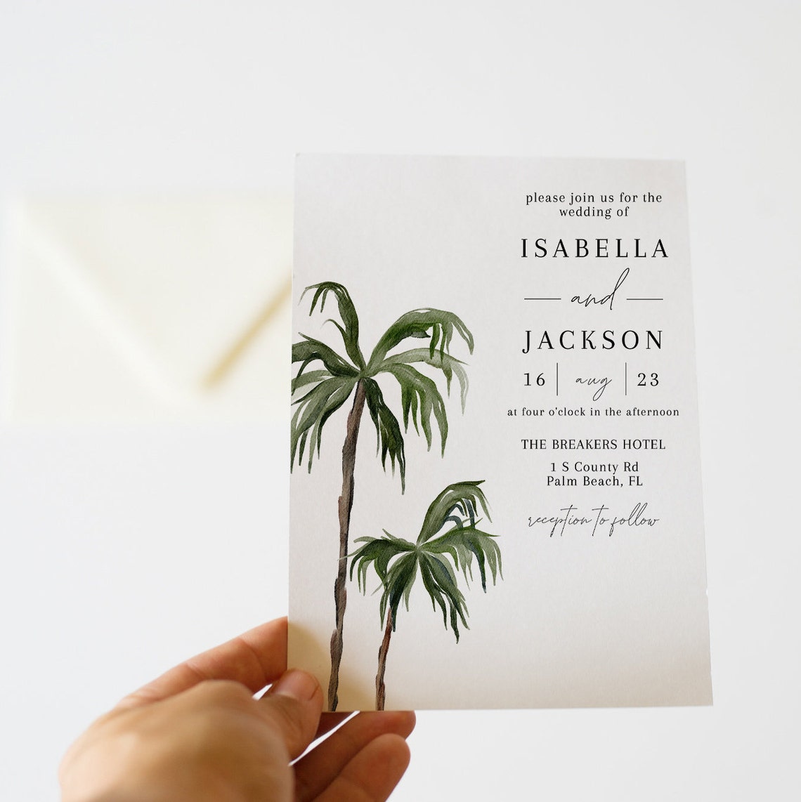 Palm Tree Wedding Invitation Template Tropical Wedding | Etsy