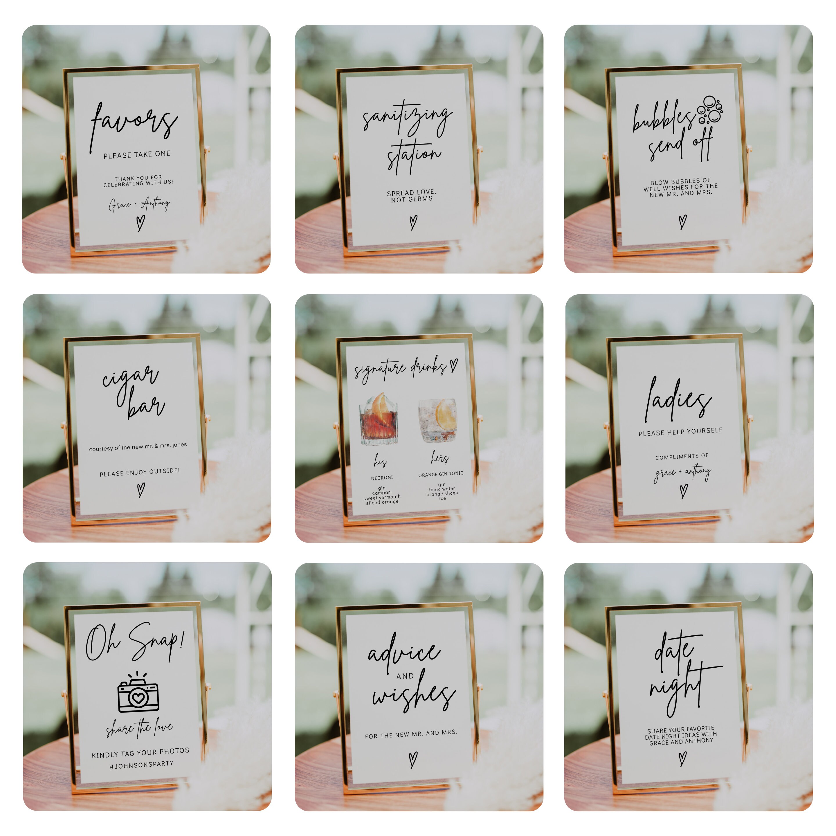 Wedding Signs Bundle 30 Modern Wedding Signs Template - Etsy