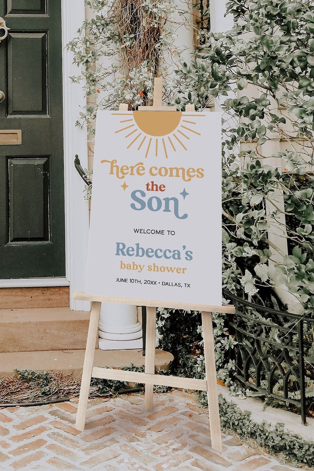 Here Comes the Son Baby Shower Welcome Sign, Sun Baby Shower Welcome ...
