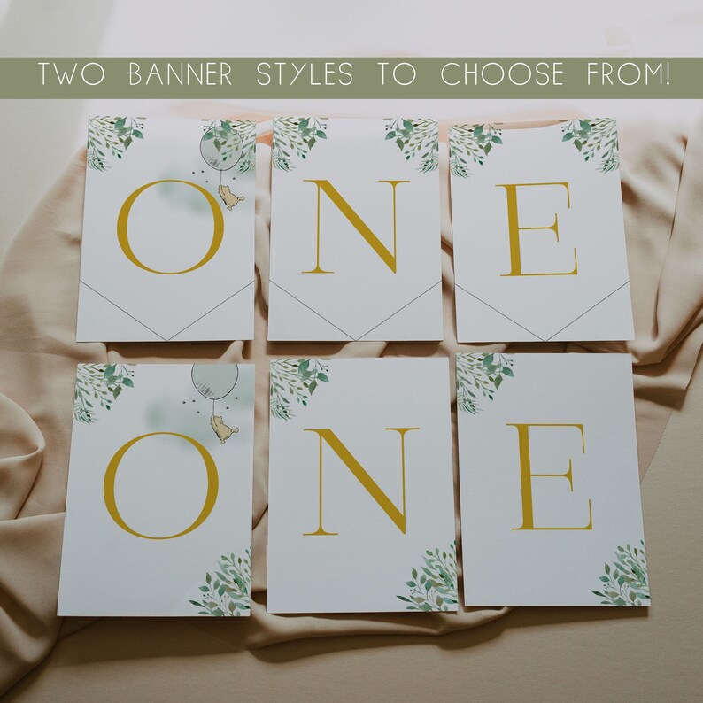 Classic Winnie the Pooh High Chair Banner Template, Pooh 1st Birthday ...