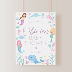 Little Mermaid Baby Shower Welcome Sign, Under the Sea Baby Shower ...