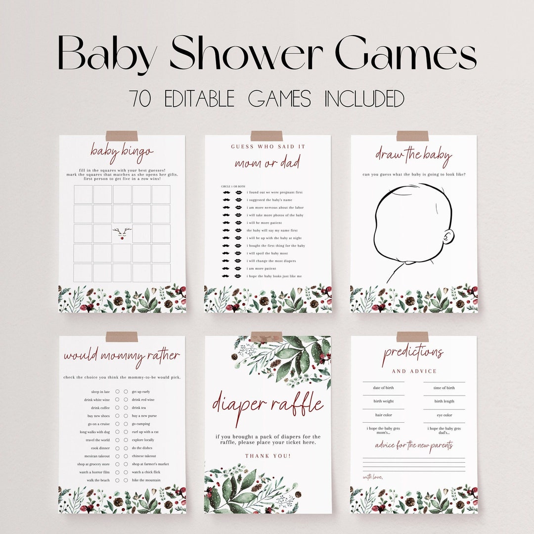 70 Baby Shower Games, Christmas Baby Shower Game Bundle, Winter Baby ...