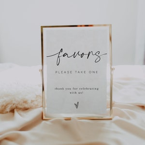 Favors Sign Template, Minimalist Wedding Favors Sign Printable, Bridal ...