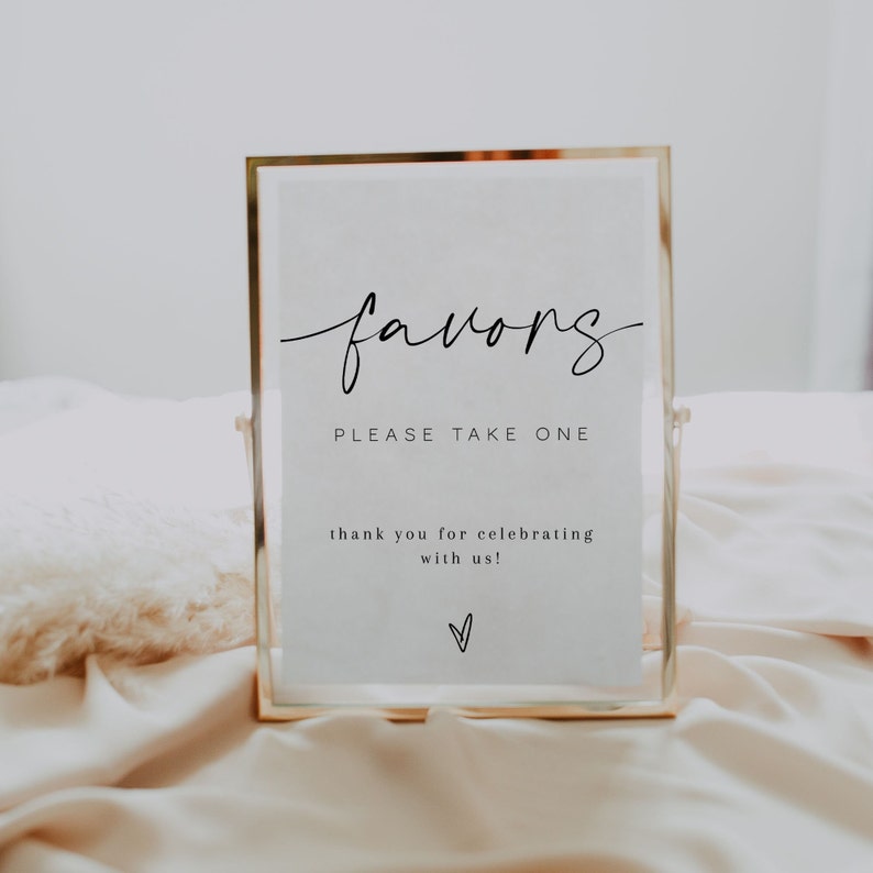 Favors Sign Template, Minimalist Wedding Favors Sign Printable, Bridal ...