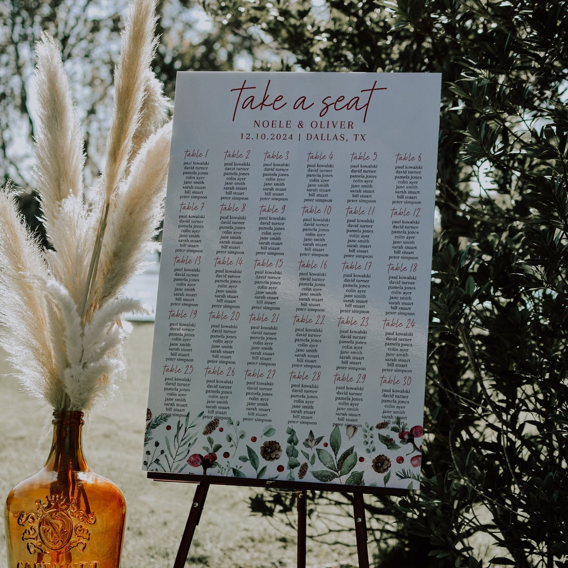 Christmas Seating Chart Template Winter Wedding Seating Sign - Etsy