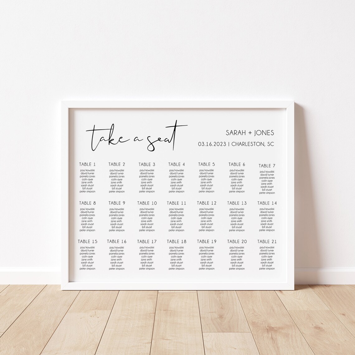 Minimalist Wedding Seating Chart Template Landscape Seating - Etsy