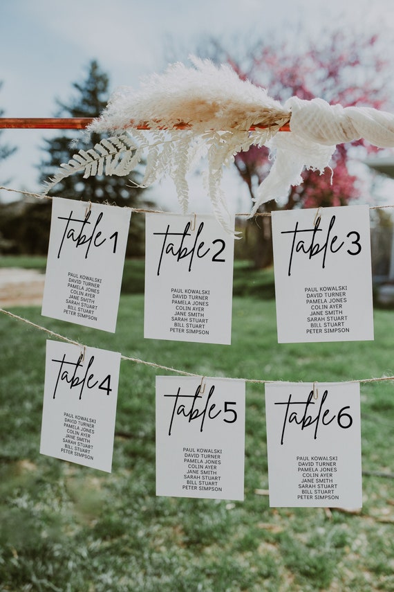 Wedding Seating Chart Cards Template Modern Wedding Table - Etsy