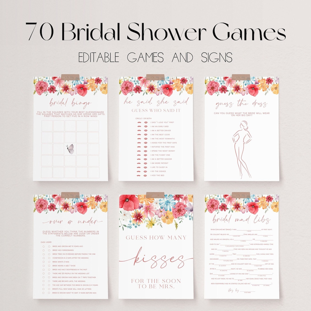 Love in Bloom Bridal Shower Games Bundle, Wildflower Bridal Shower ...