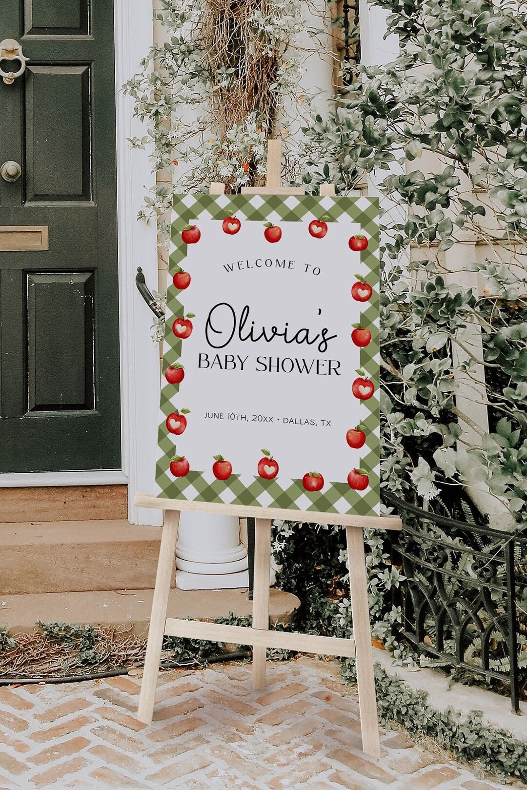 Apple Baby Shower Welcome Sign Template, Apple of Our Eye Baby Welcome ...