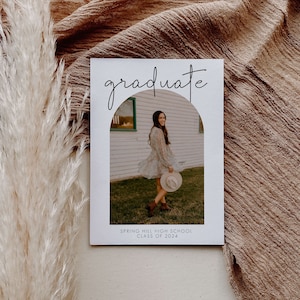 Graduation Announcement Card, Arch Graduation Party Invitation Template ...