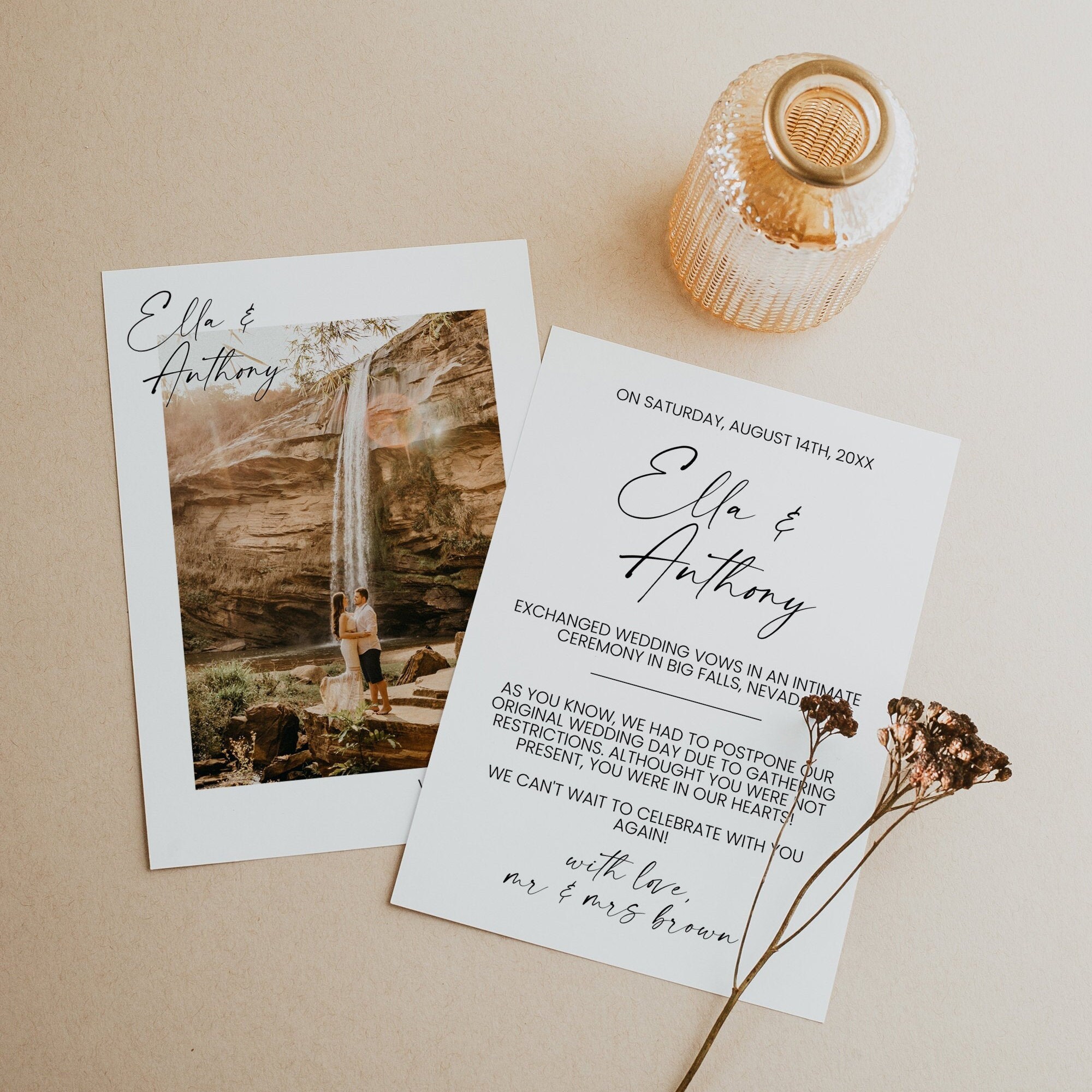 Photo Wedding Announcement Template Photo Elopement | Etsy