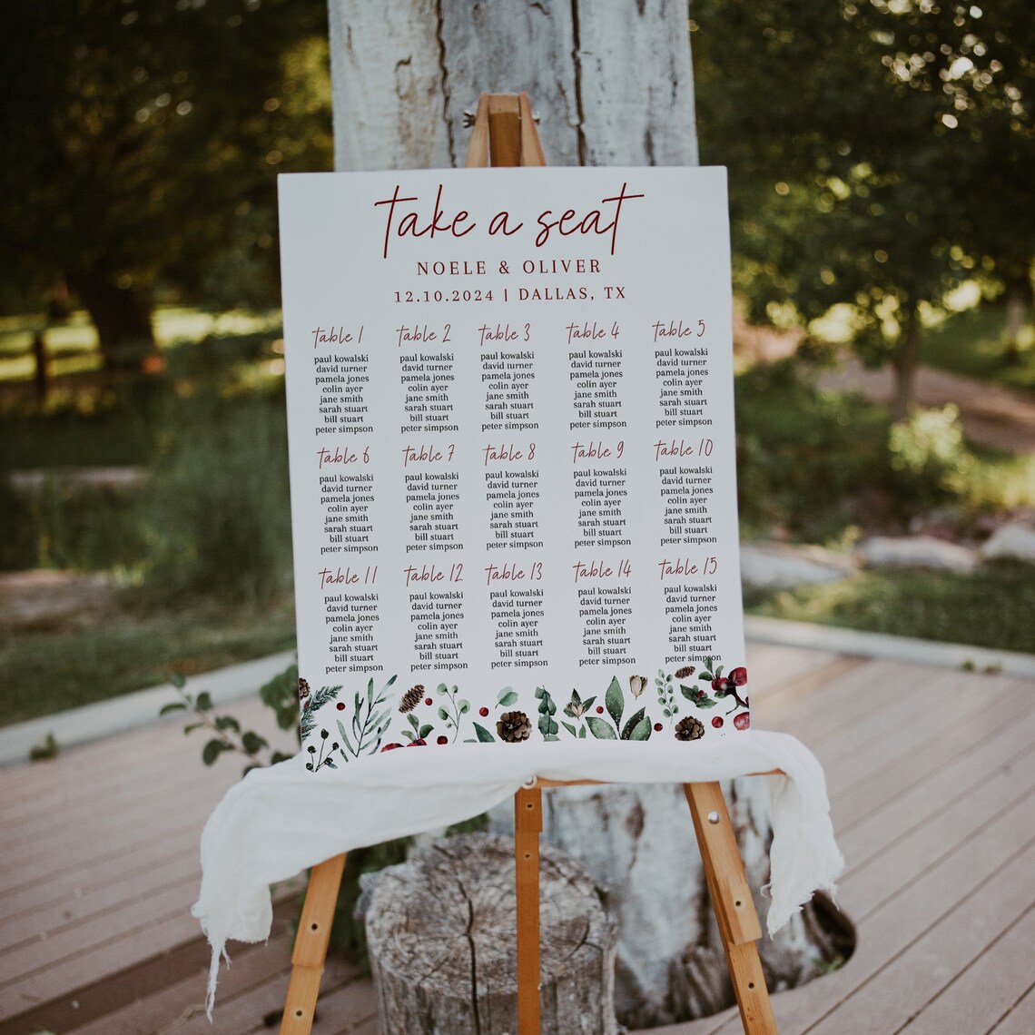 Christmas Seating Chart Template Winter Wedding Seating Sign - Etsy