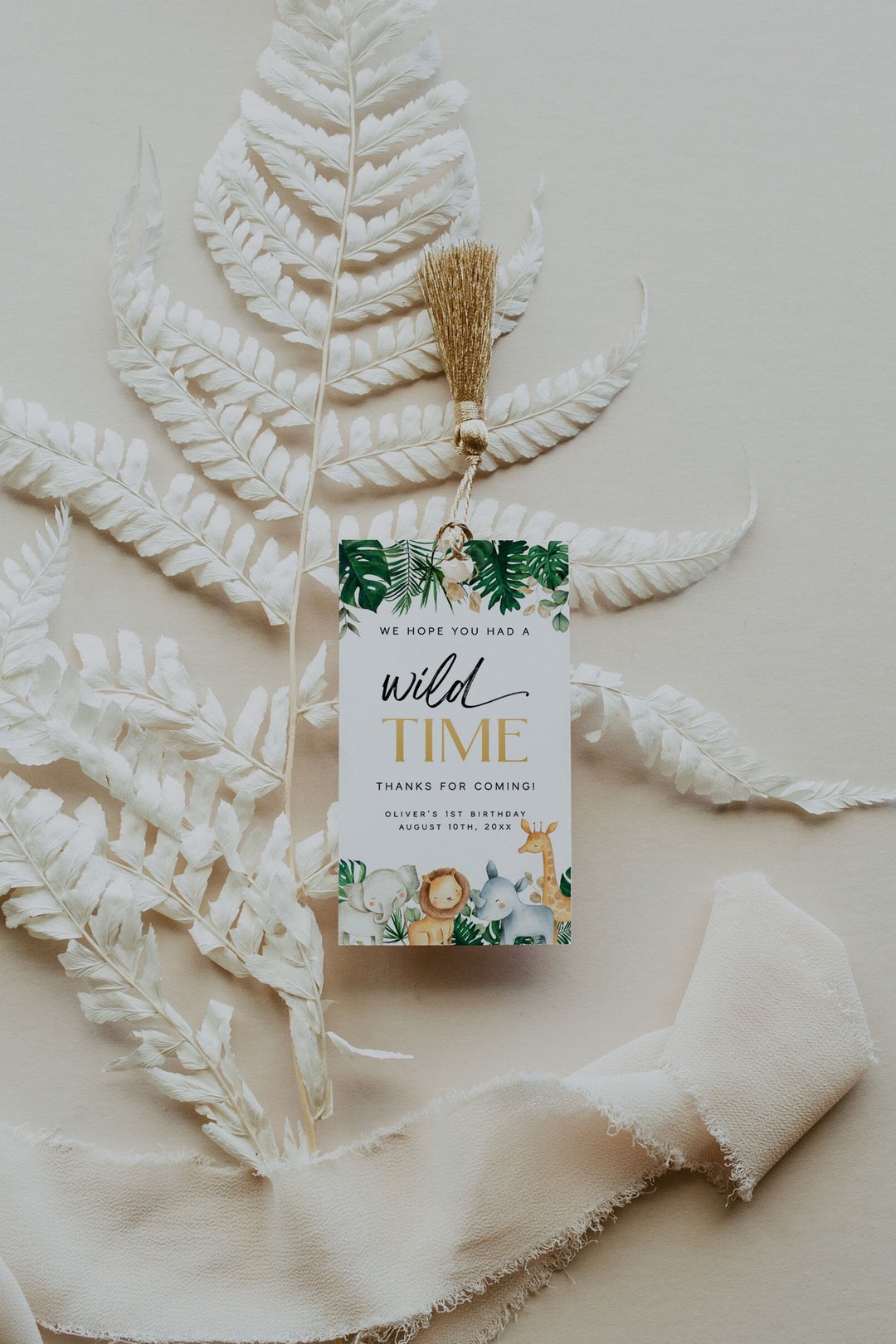 Safari Thank You Tags Template, Wild One Favor Tag, Jungle Animals ...