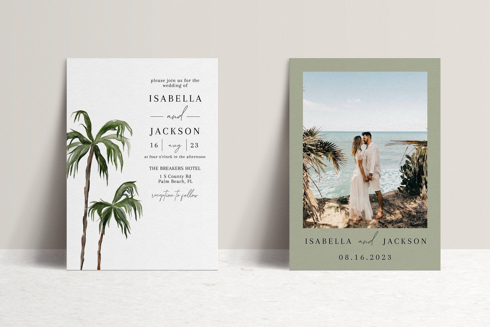 Palm Tree Wedding Invitation Template Tropical Wedding | Etsy