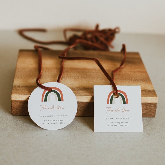 Rainbow Baby Shower Favor Tag Template Round Favor Tag - Etsy