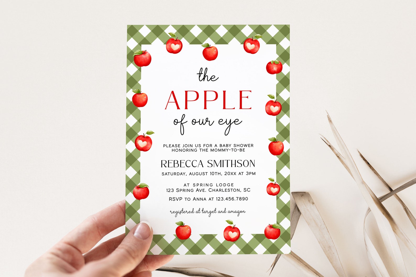 Apple of Our Eye Baby Shower Invitation Template Set, Apple Baby Shower ...