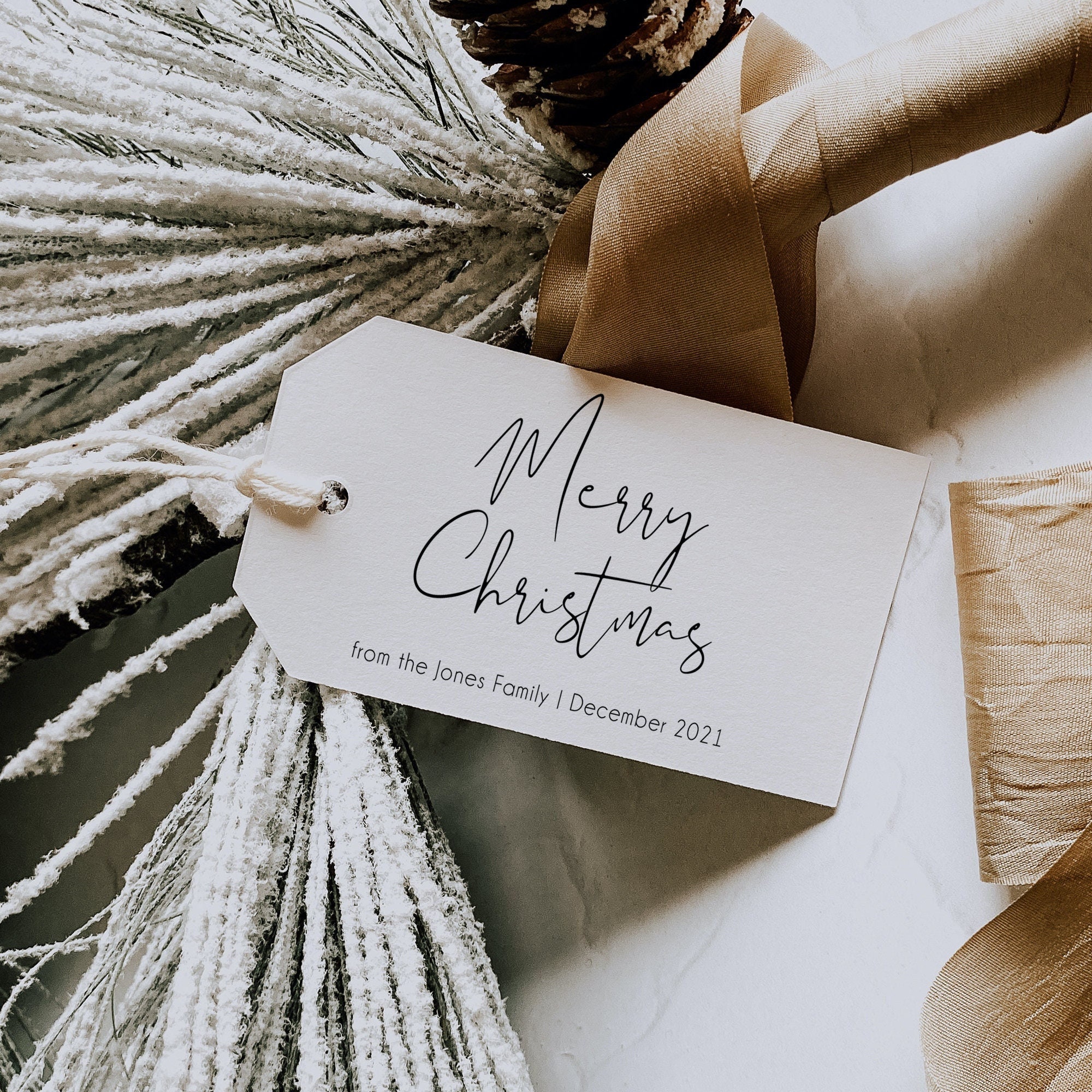 Minimalist Christmas Gift Tags Template, Editable Holiday Tag (digital ...