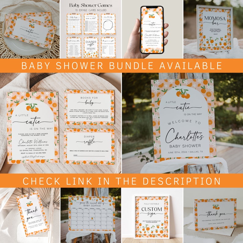 70 Baby Shower Games, Little Cutie Baby Shower Game Bundle, Orange Baby ...