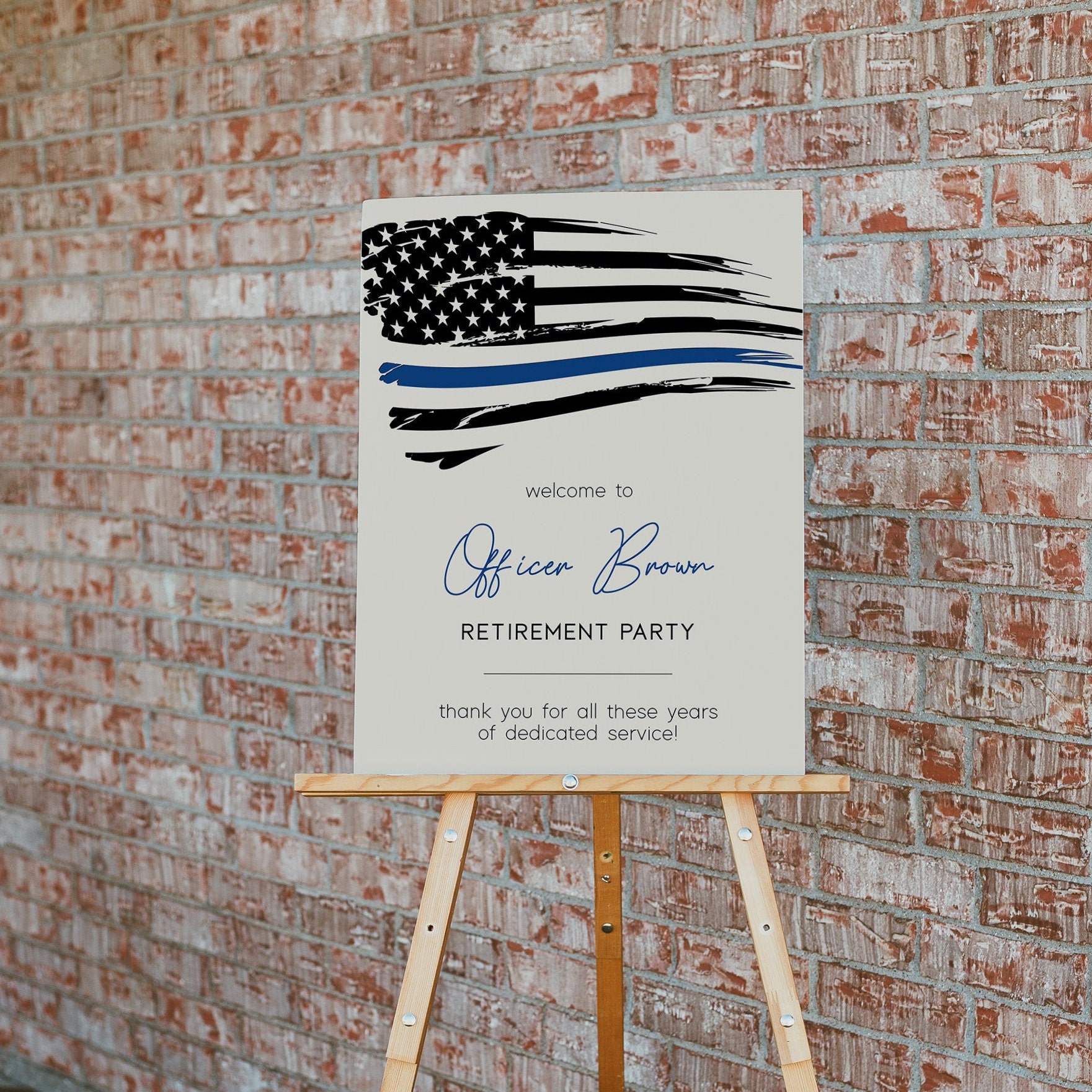 Police Retirement Welcome Sign Template Thin Blue Line Flag - Etsy