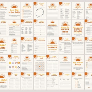 70 Baby Shower Games, Sun Baby Shower Game Bundle, Here Comes the Son ...
