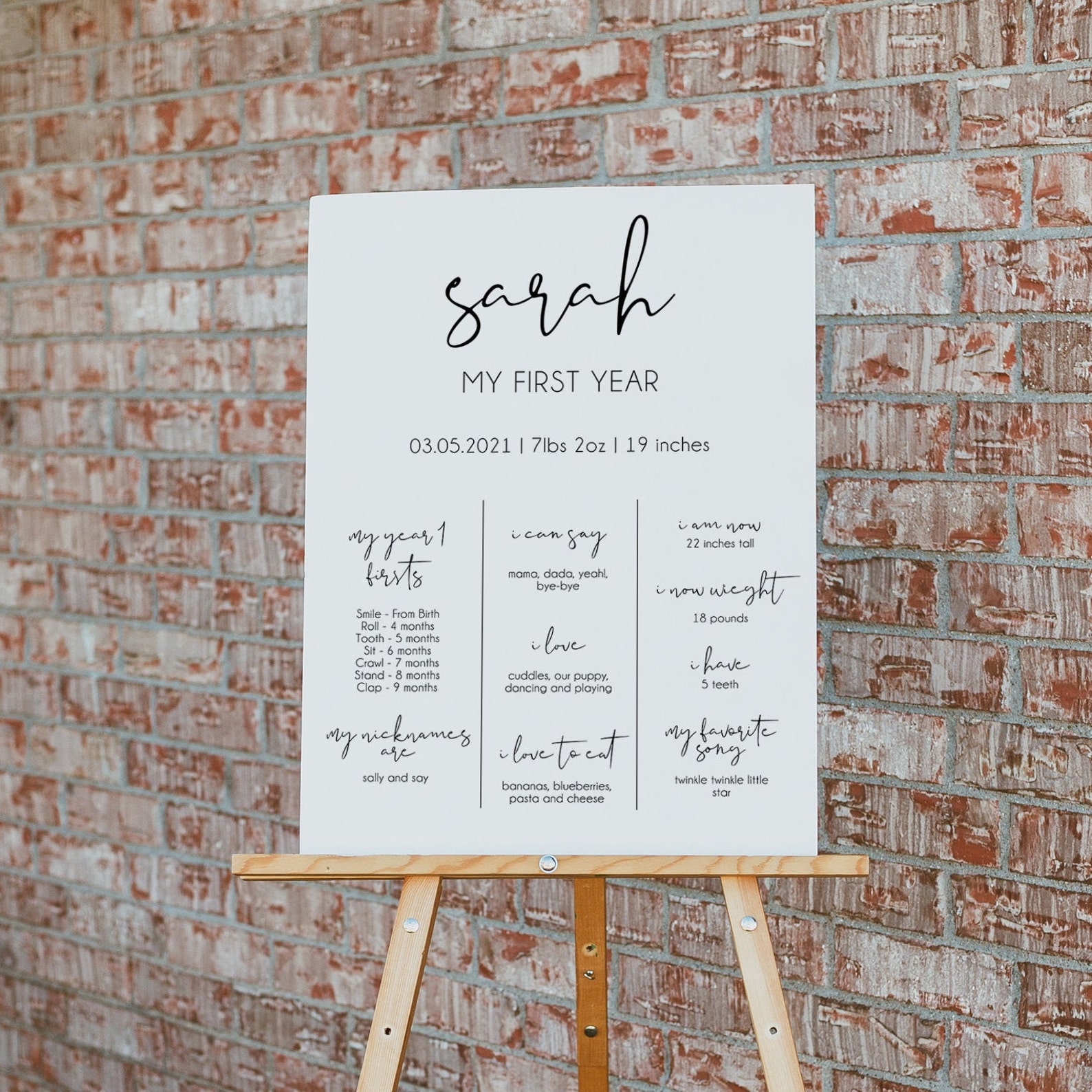 First Birthday Milestone Board Template Baby Milestone Board - Etsy