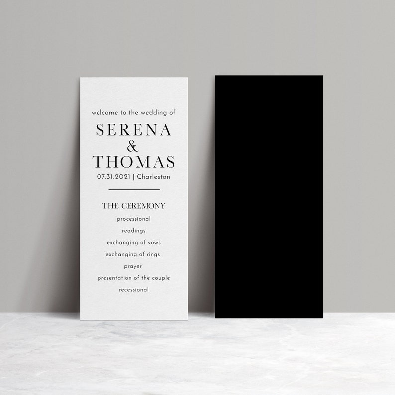 Minimal Wedding Program Template Simple Wedding Order of - Etsy