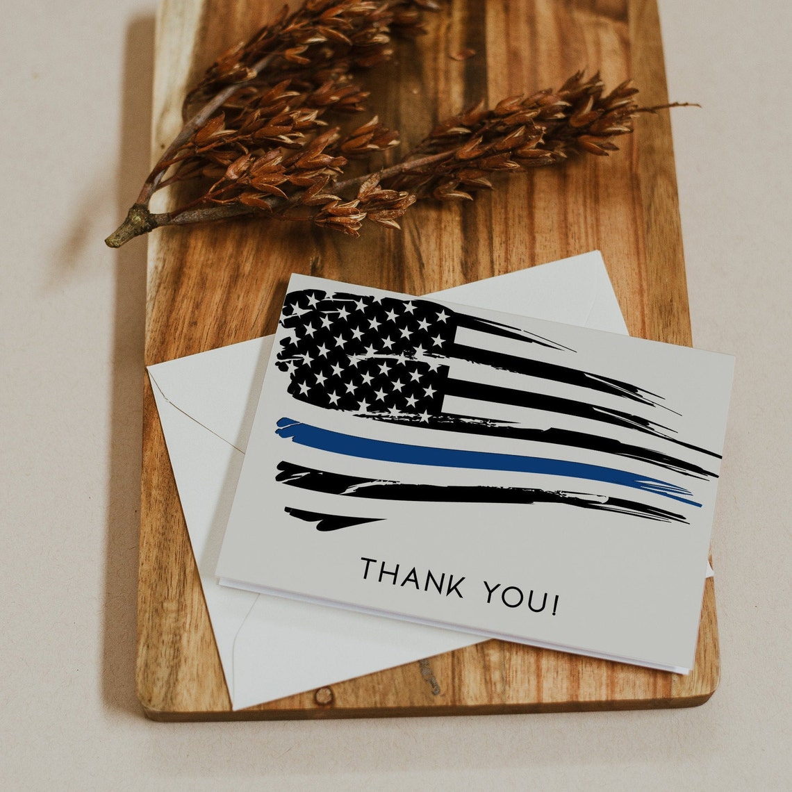 Police Thank You Card Template Thin Blue Line Thank You Card | Etsy