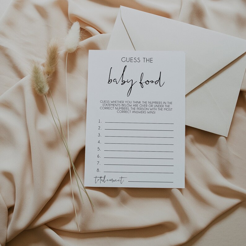 Guess the Baby Food Game Template Minimalist Baby Shower - Etsy