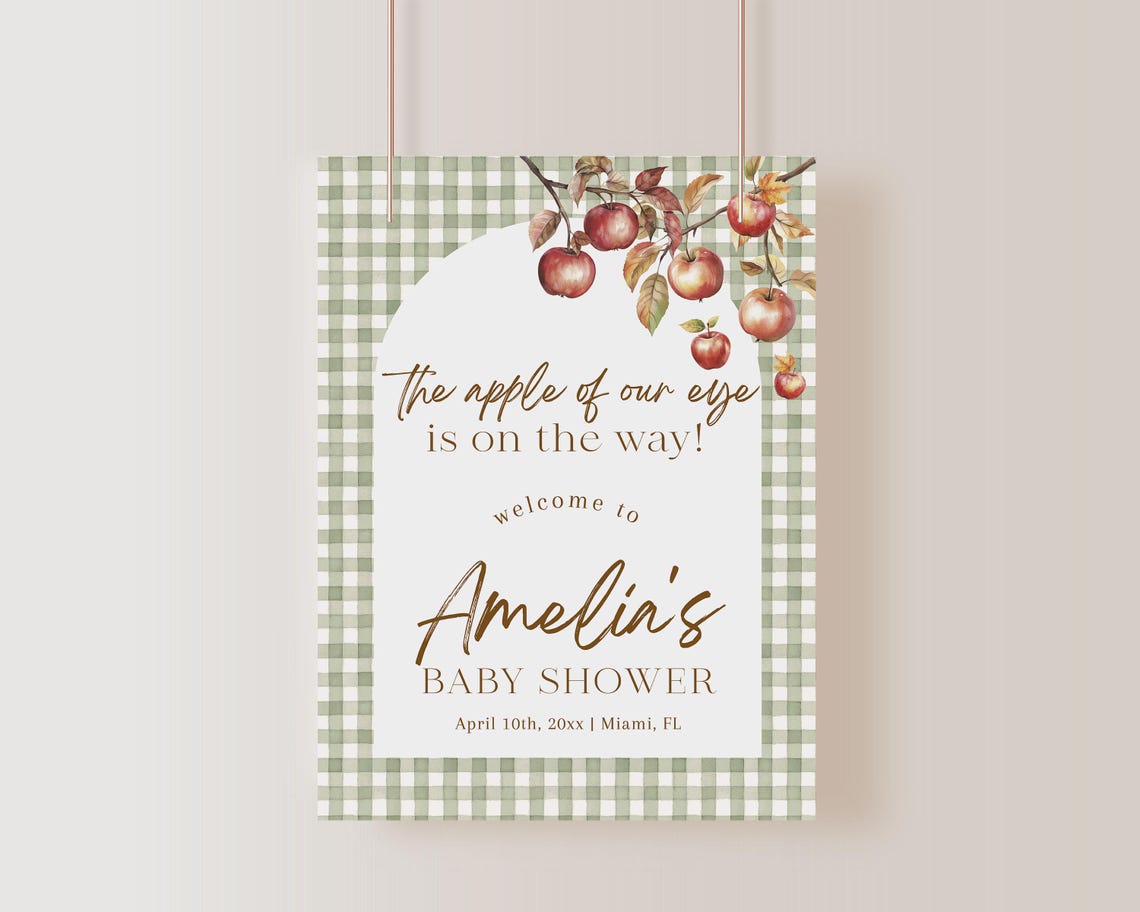 The Apple of Our Eye Baby Shower Welcome Sign, Apple Baby Shower ...
